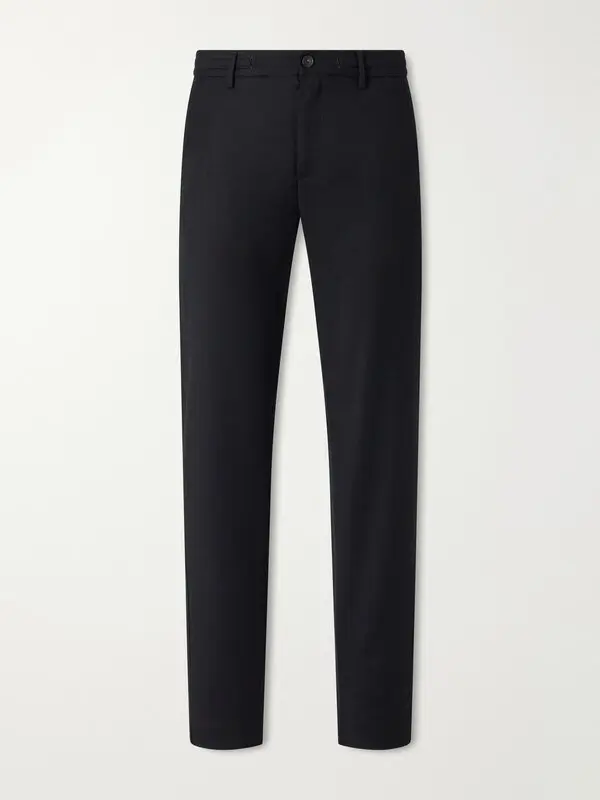 Canali Straight-leg Wool-flannel Trousers - Black