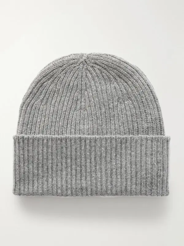 Anderson & Sheppard Ribbed Cashmere Beanie - Gray