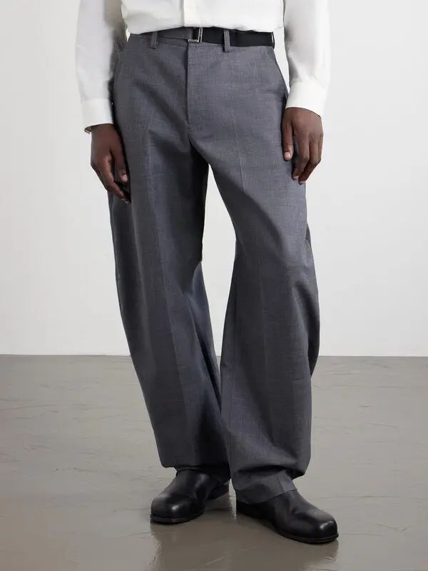 Sacai Barrel-leg Belted Woven Trousers