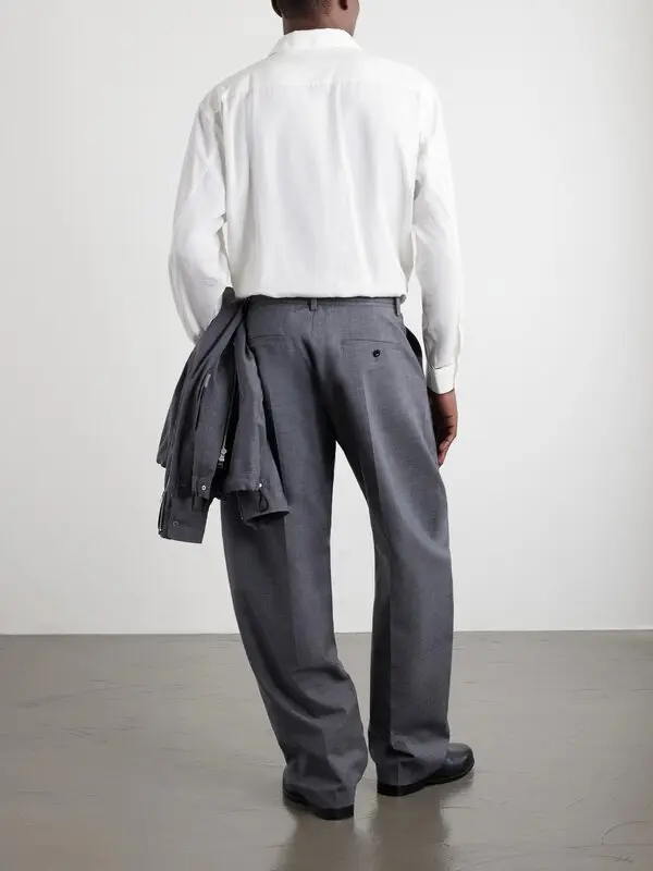 Sacai Barrel-leg Belted Woven Trousers