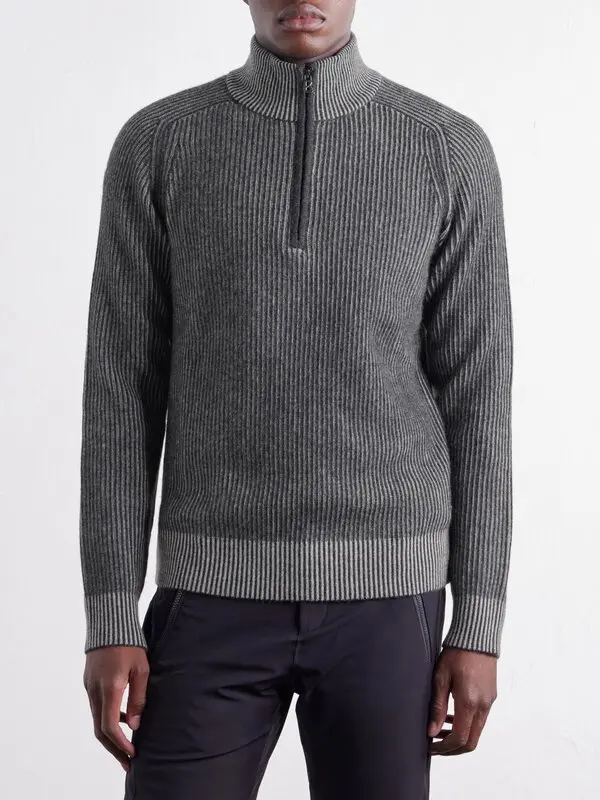Bogner Dwayne Ribbed Wool And Cashmere-blend Half-zip Ski Mid-layer