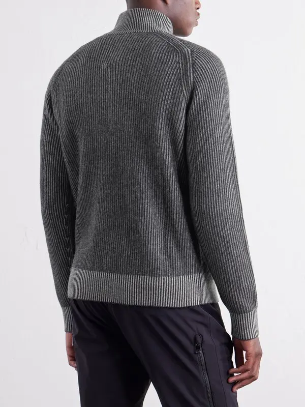 Bogner Dwayne Ribbed Wool And Cashmere-blend Half-zip Ski Mid-layer