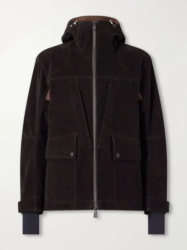 Moncler Airolo Hooded Cotton-blend Tech-corduroy Ski Jacket - Brown