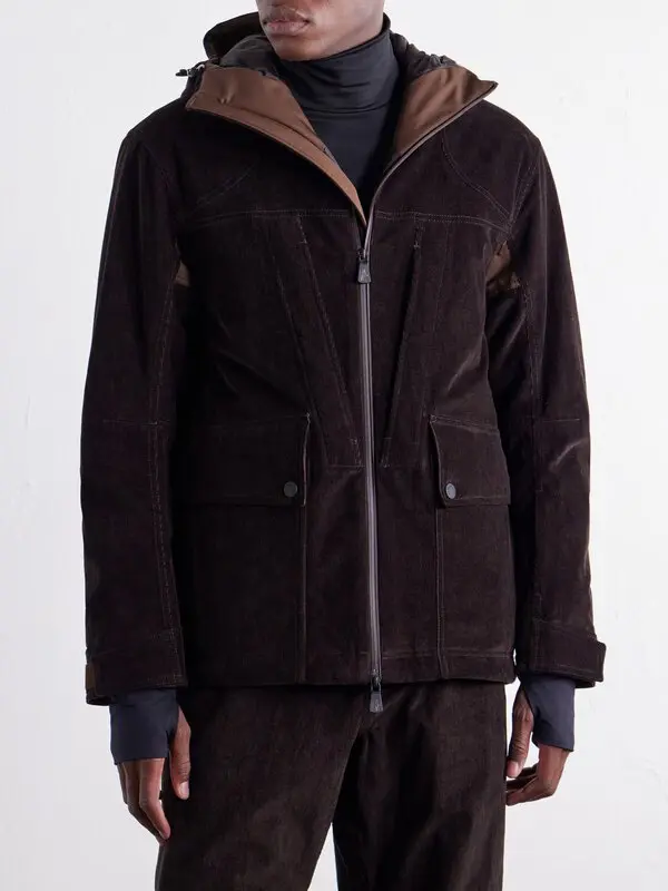 Moncler Airolo Hooded Cotton-blend Tech-corduroy Ski Jacket - Brown