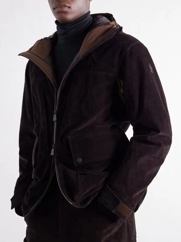 Moncler Airolo Hooded Cotton-blend Tech-corduroy Ski Jacket - Brown