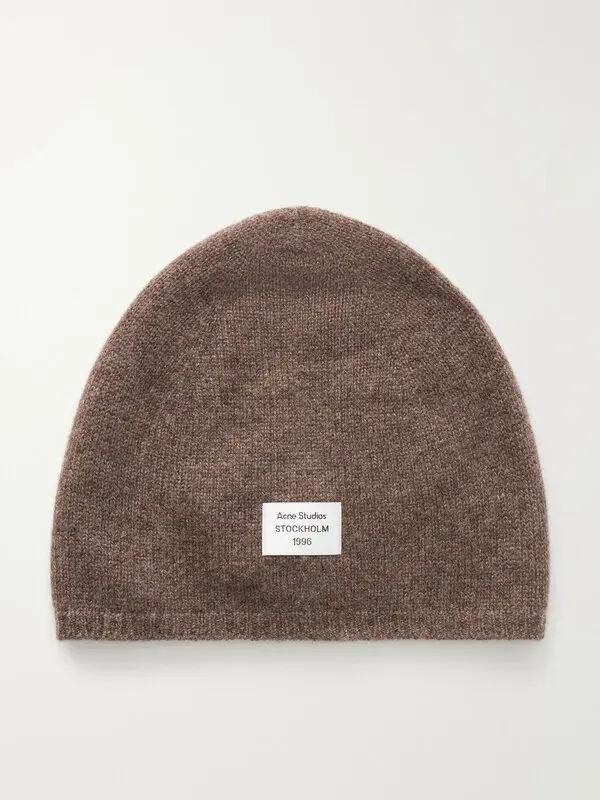 Acne Studios Kassias Logo-appliquéd Rib-trimmed Cashmere Beanie - Brown