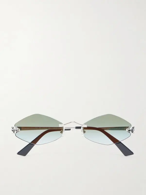 Cartier Panthère Classic Round-frame -tone Sunglasses - Silver