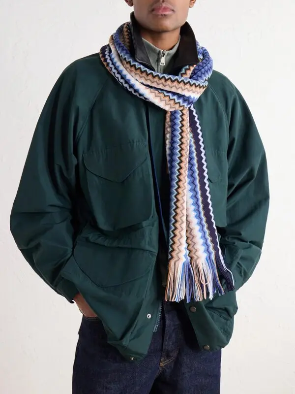 Missoni Fringe-trimmed Crochet-knit Wool-blend Scarf