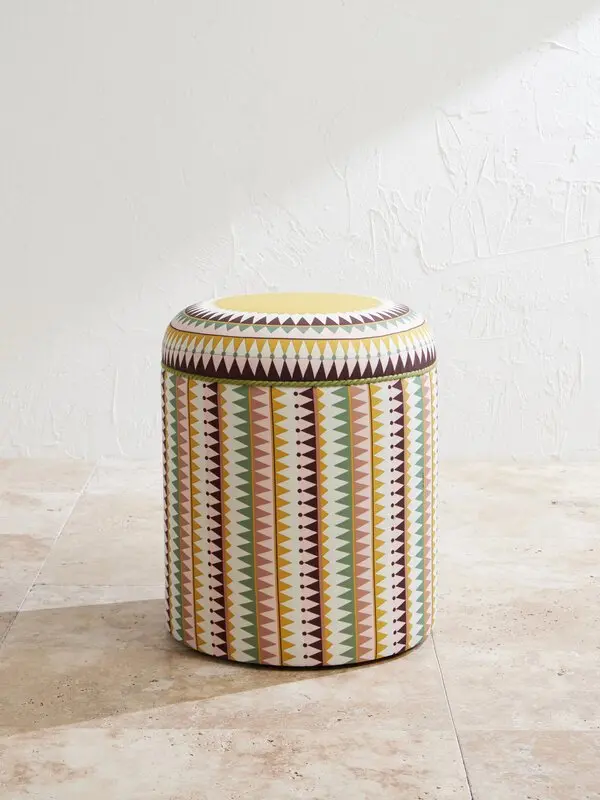 La DoubleJ Baba Printed Canvas Outdoor Pouf - Multi