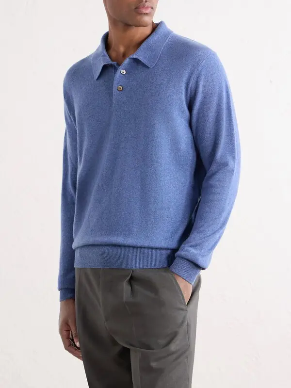 Rubinacci Cashmere Polo Shirt - Blue