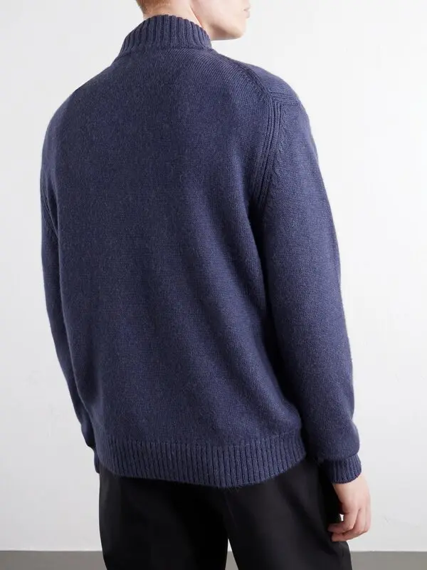 Mr P. Rib-trimmed Alpaca Half-zip Sweater