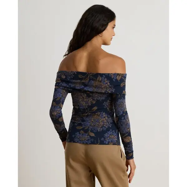 Ralph Lauren Floral Jersey Off-the-shoulder Top