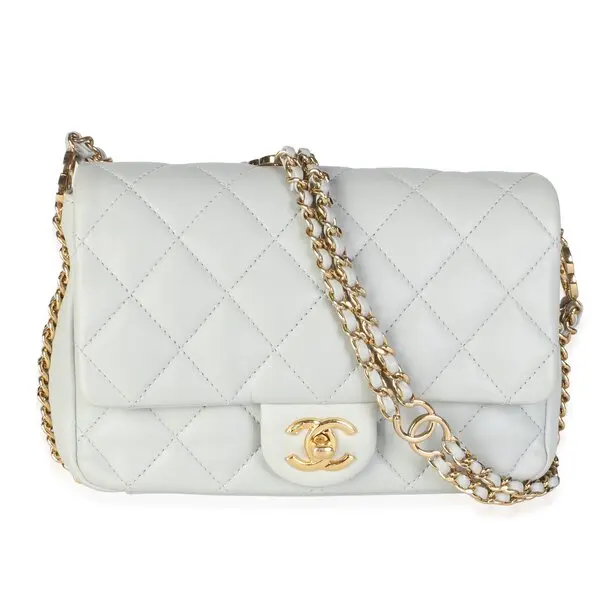 Chanel Dusty Quilted Lambskin Cc You Flap Bag - Blue