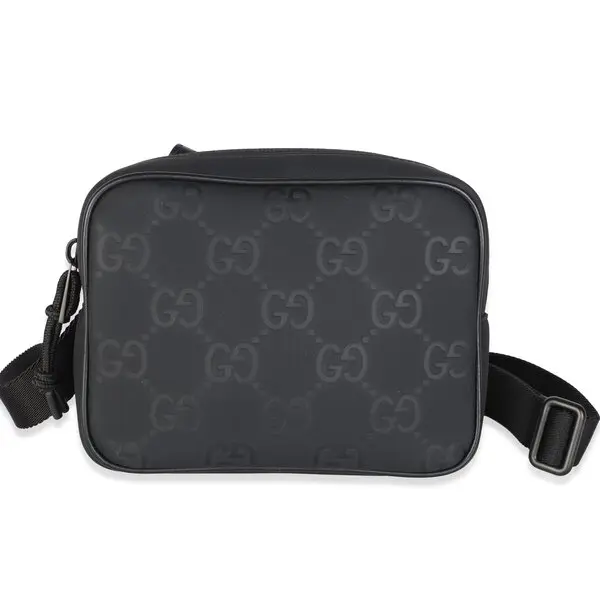 Gucci Gg Matte Rubber Effect Edge Crossbody - Black