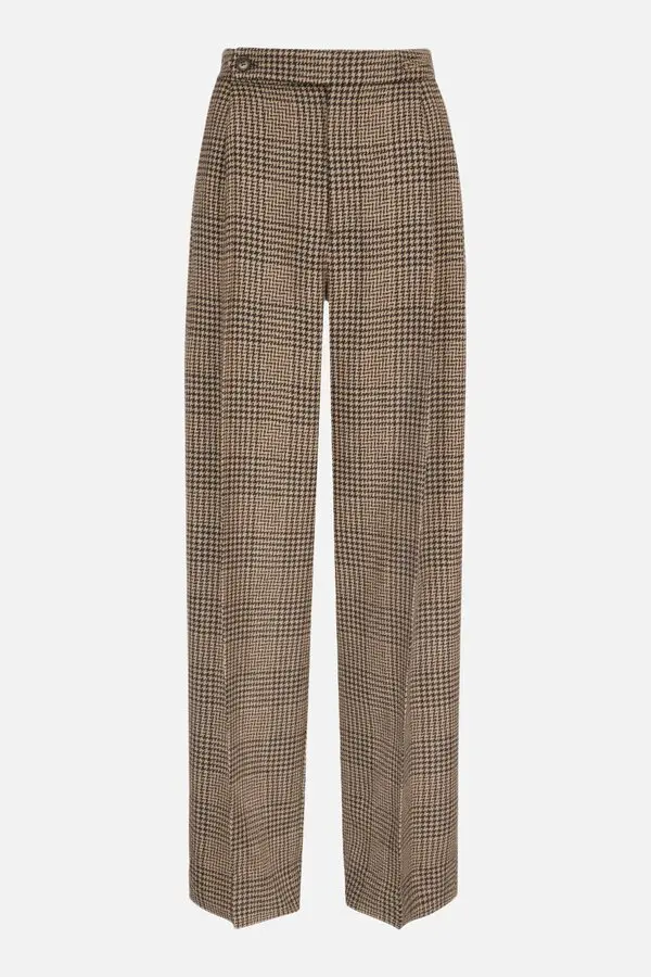 EMILIA WICKSTEAD Alix Trouser In Black & Prince Of Wale Check - Camel