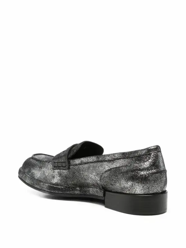 DEL CARLO Cracked-effect Leather Loafers