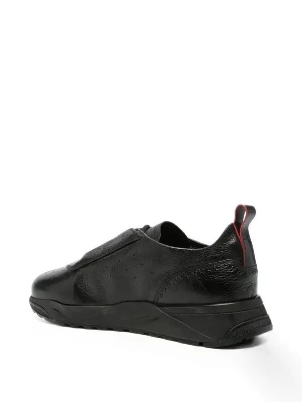 Santoni Perforated Panelled Leather Sneakers