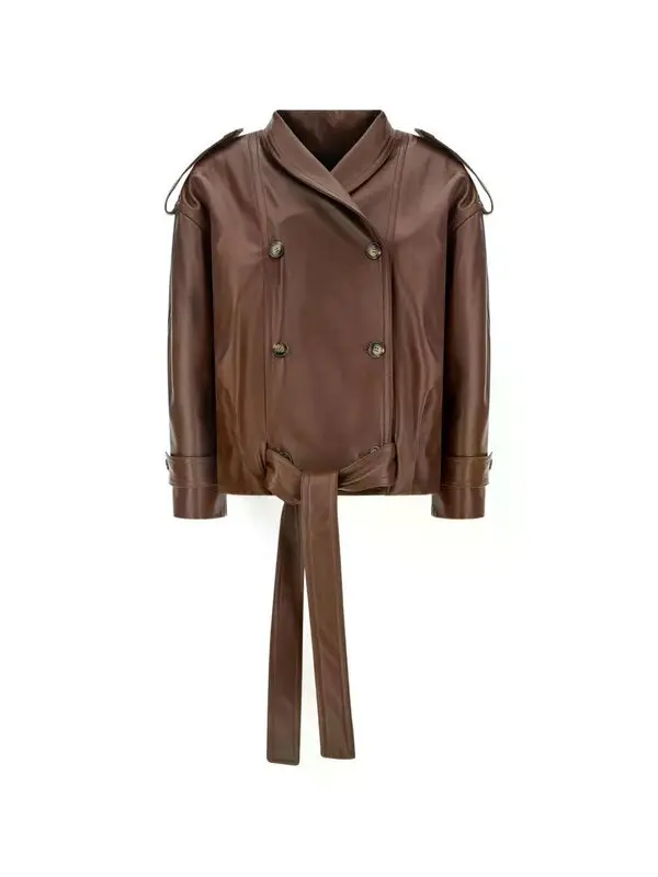 Alberta Ferretti Double-breasted Biker Jacket - Brown
