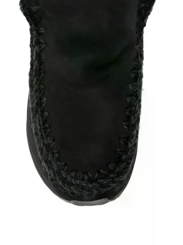 Mou Speed Crochet-trim Suede Ankle Boots