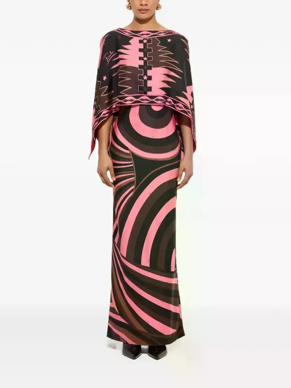 Emilio Pucci Iride-print Silk Dress With Cape