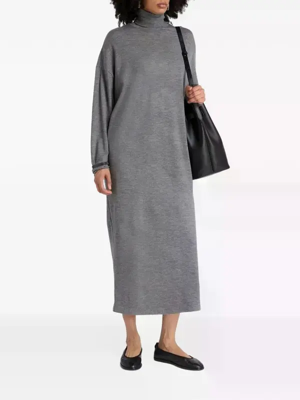 Brunello Cucinelli Roll-neck Monili-trim Maxi Dress - Grey