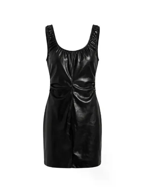 Yigal Azrouël Ines Ruched Leather Mini Dress - Black
