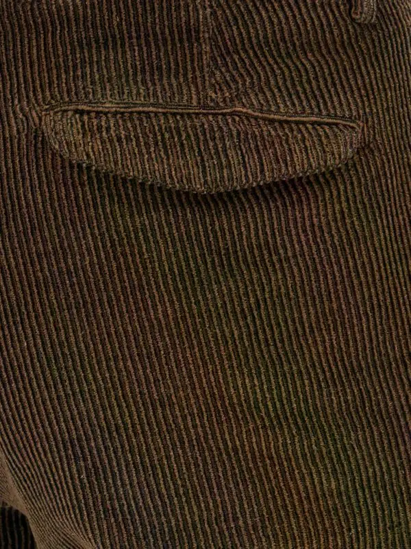 BRIGLIA 1949 Corduroy-texture Tapered Trousers - Brown