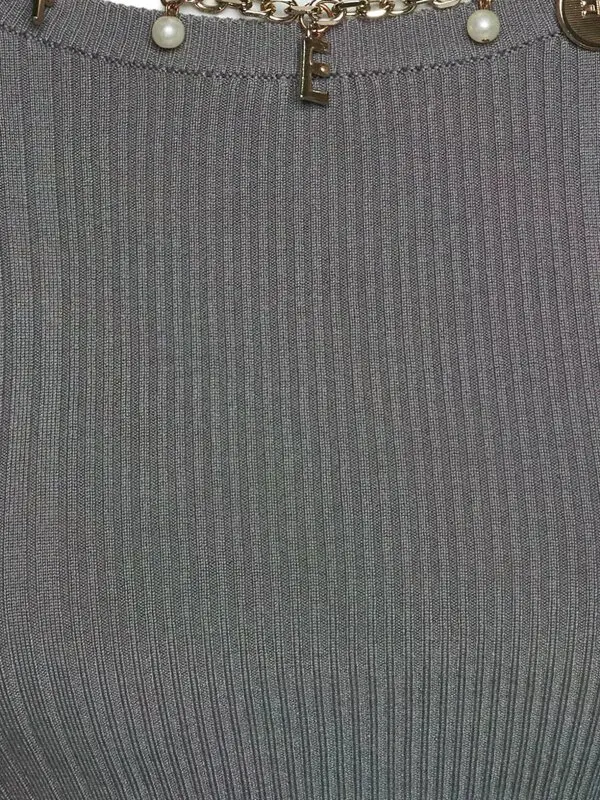 Elisabetta Franchi Rib-knit Chain-detail Top