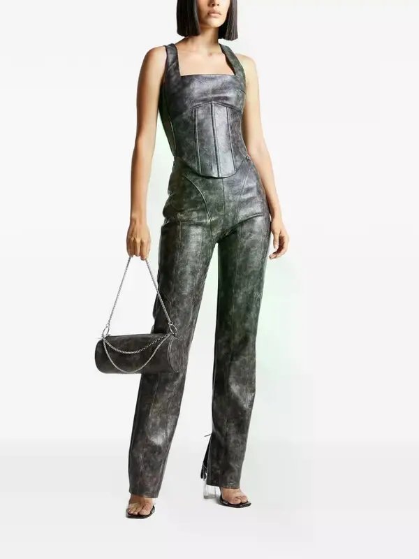 Manière De Voir Vintage Leather Corset Top - Grey