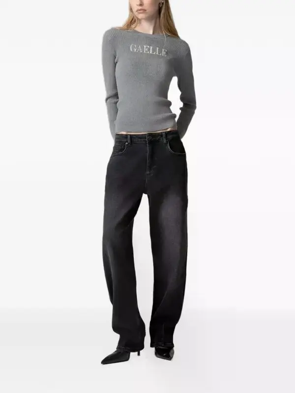 GAELLE PARIS Logo-knit Ribbed T-shirt