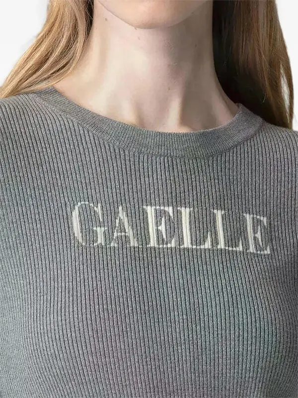 GAELLE PARIS Logo-knit Ribbed T-shirt