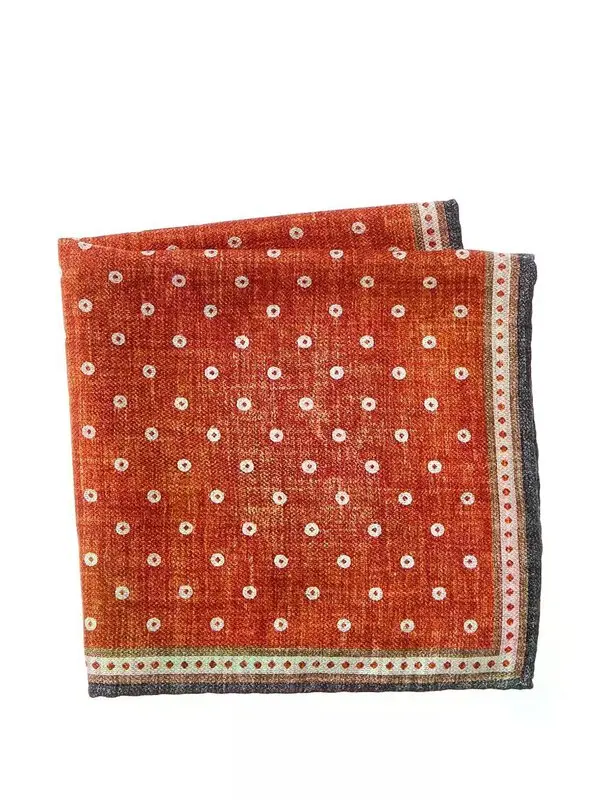 Brunello Cucinelli Polka-dot Silk Pocket Square - Orange