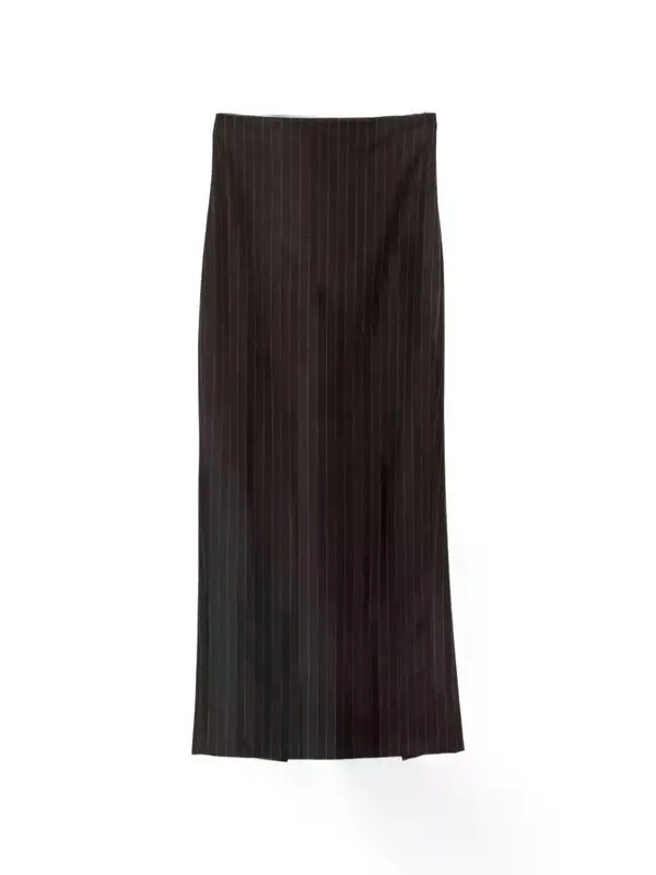 MARSEM Pinstripe-pattern Slit-detail Maxi Skirt - Brown