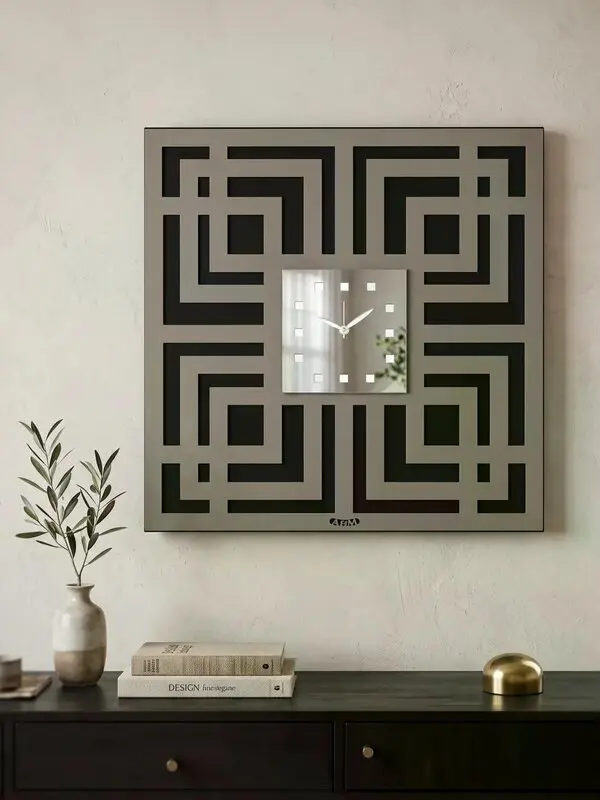 ARTI & MESTIERI Labyrinth Square-frame Wall Clock