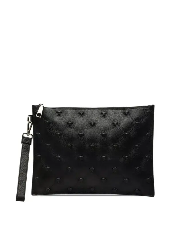 Versace 2010-2026 Embossed Leather Medusa Wristlet Clutch Bag