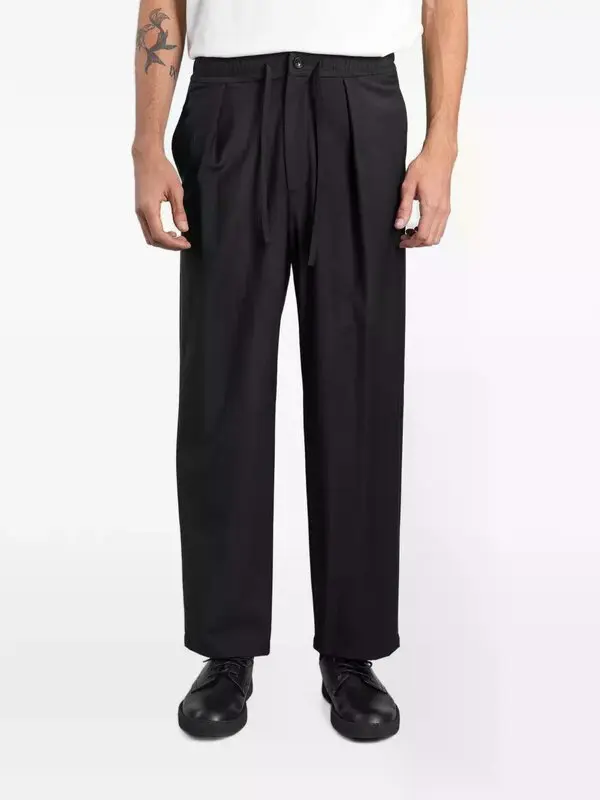 Attachment Pleated Drawstring Trousers - Black