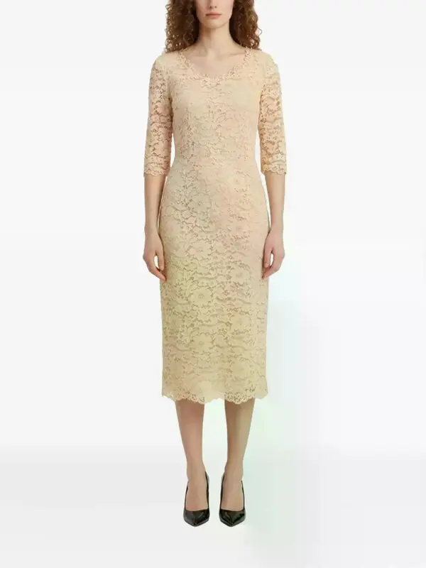 SUTTON NEW YORK Lace-overlay Midi Dress - Neutrals