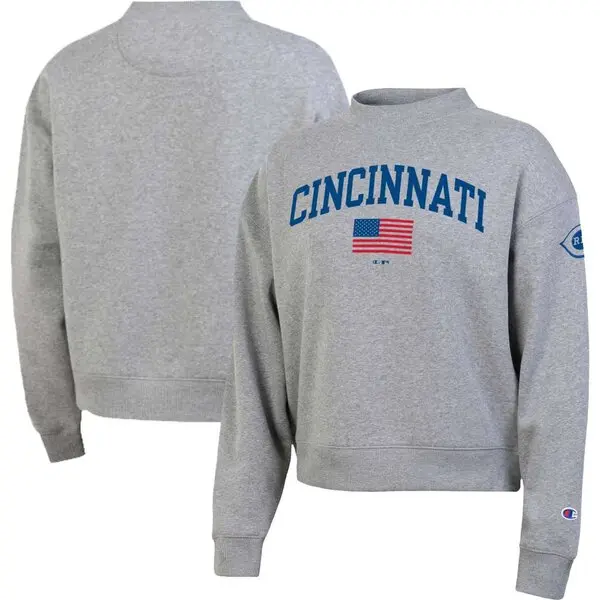 Champion Cincinnati Reds Americana Triumph Fleece Tri-blend Sweatshirt - Heather Gray