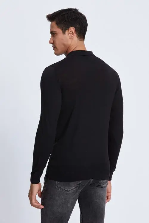 GARNET Wool Solid Polo Sweater
