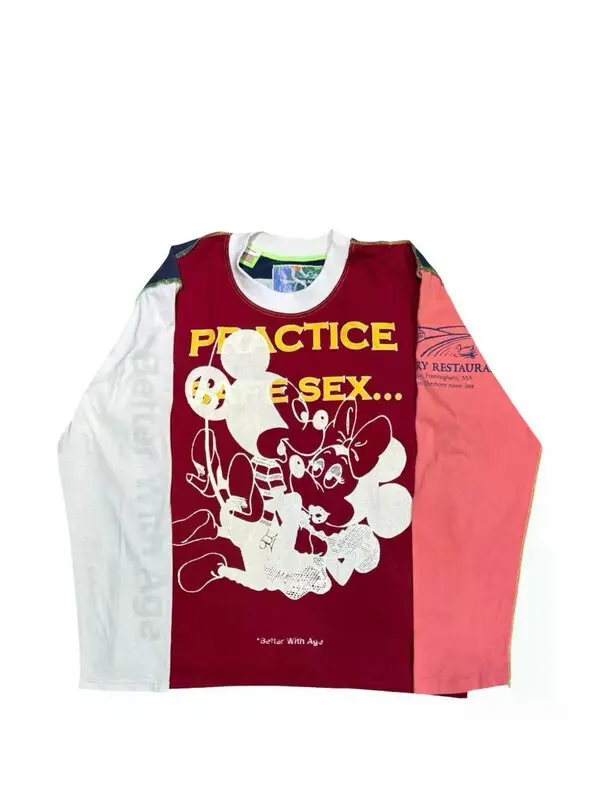 BETTER WITH AGE Patchwork Reversible Long-sleeve T-shirt