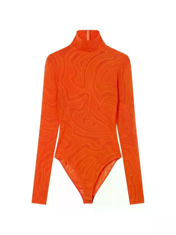 Emilio Pucci High-neck Jacquard Tulle Bodysuit