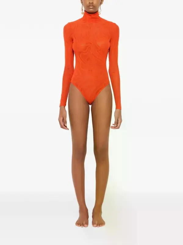 Emilio Pucci High-neck Jacquard Tulle Bodysuit