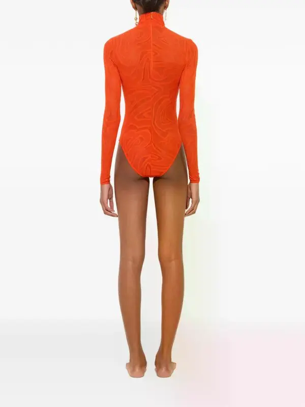 Emilio Pucci High-neck Jacquard Tulle Bodysuit