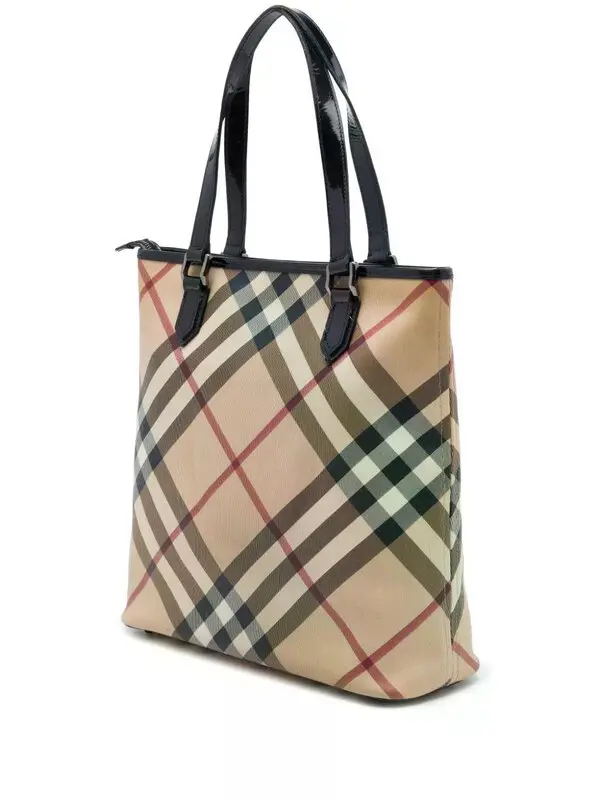 Burberry 2000-2017 Supernova Check Coated Canvas Tote Bag - Neutrals