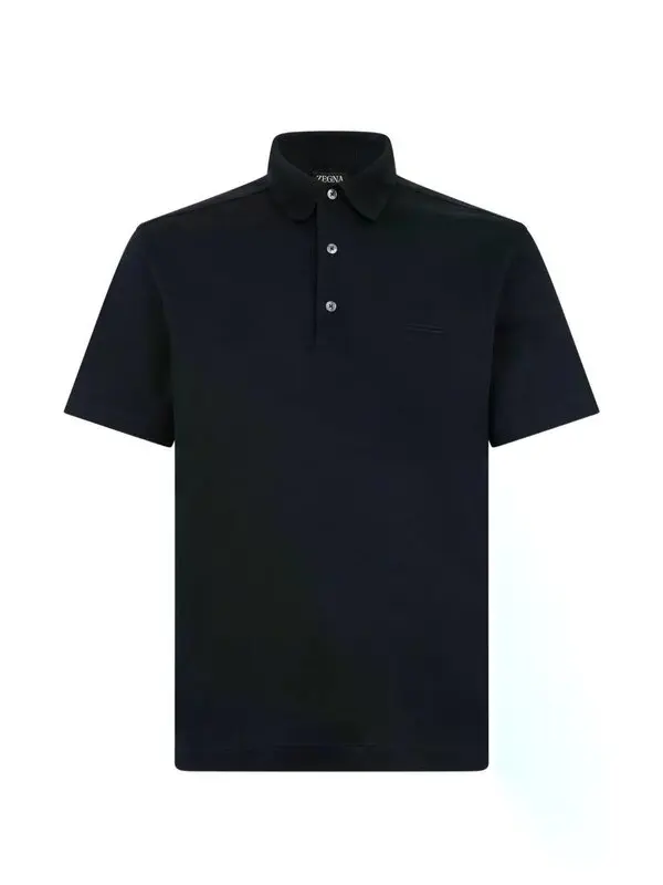 Zegna Logo-embroidered Polo Shirt - Blue