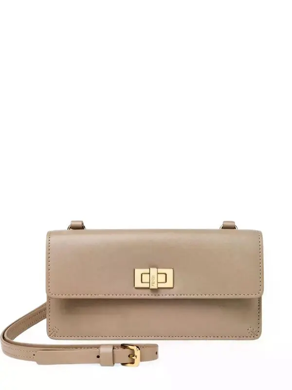 Fendi Peekaboo Leather Wallet On Chain - Neutrals