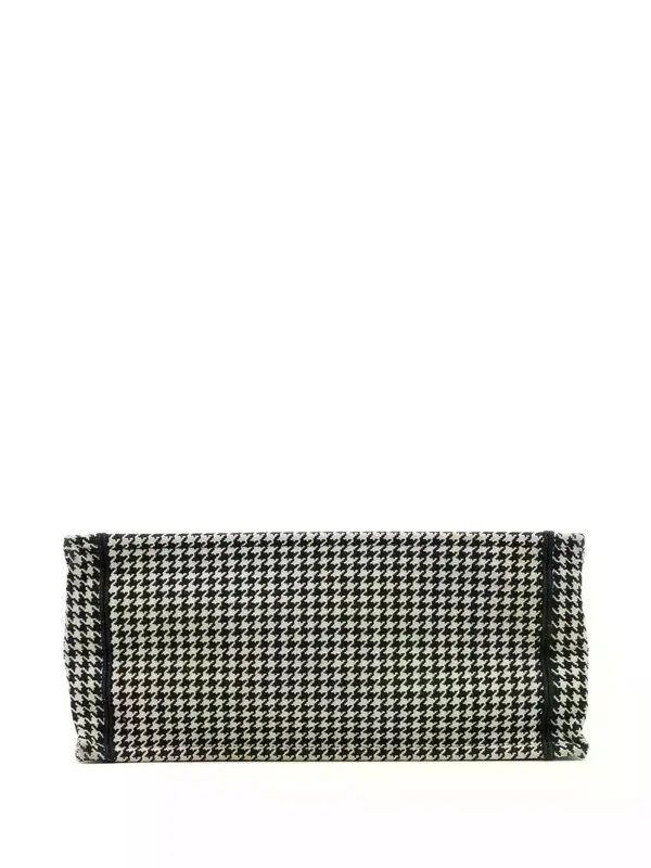 Dior 2019 Medium Embroidered Canvas Houndstooth Book Tote Bag - Black