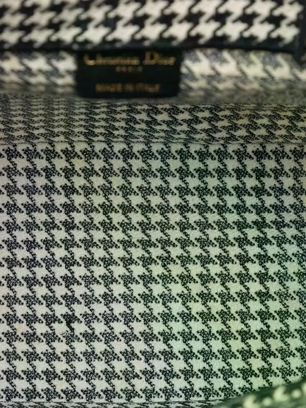 Dior 2019 Medium Embroidered Canvas Houndstooth Book Tote Bag - Black