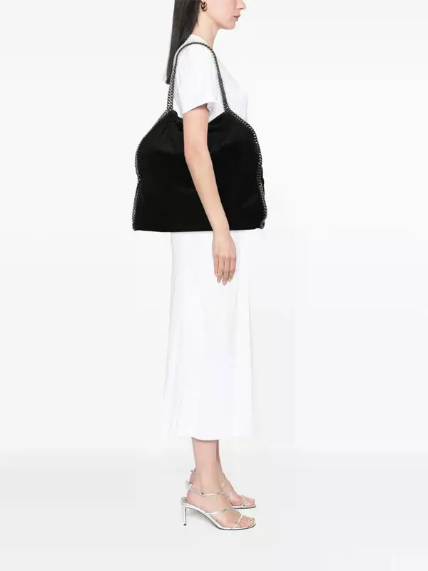 Stella McCartney 2005-2016 Shaggy Deer Falabella Fold Over Satchel - Black