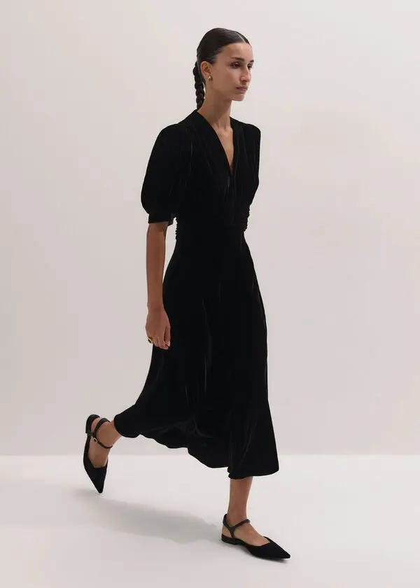 ME+EM Silk Blend Velvet Maxi Dress